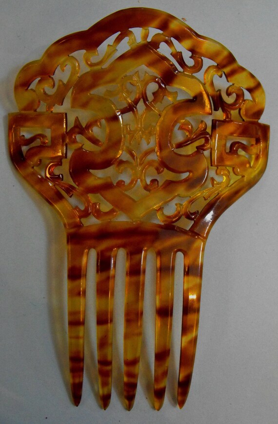 Vintage Faux Tortoise Shell Plastic Beads - Gem