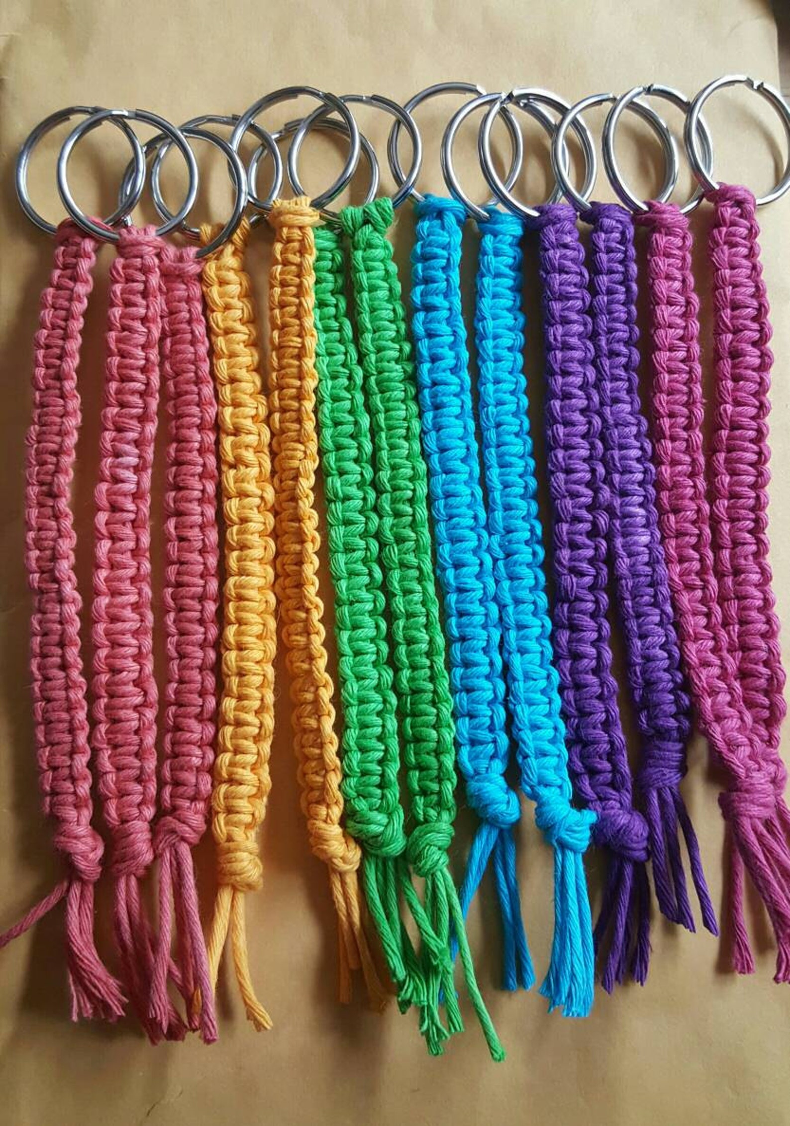 Macramé Square Knot Keychain Key Fob - Etsy