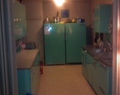 Items similar to Mid 1950s GE Wonder Kitchen, Turquoise Aqua Enamel ...