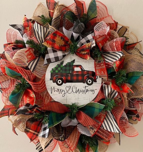 DIY Wreath Kit Merry Christmas Farmhouse Truck Christmas - Etsy