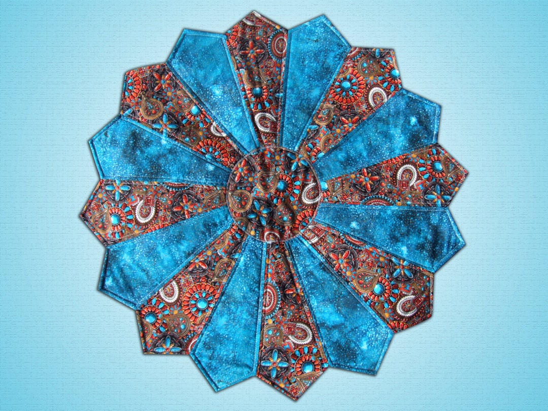 Turquoise Themed Tabletopper / Quilted Centerpiece - Etsy