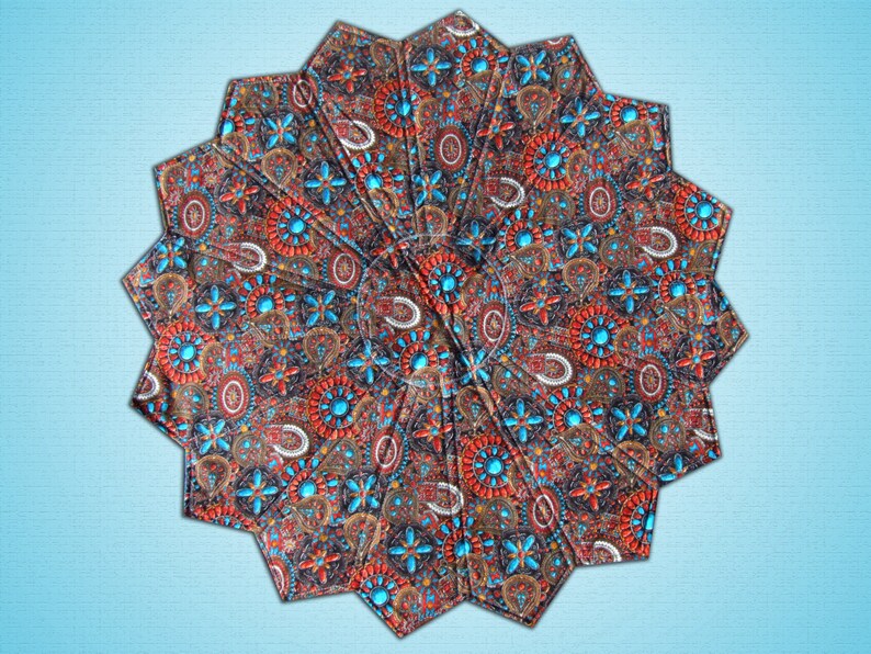 Turquoise Themed Tabletopper / Quilted Centerpiece - Etsy