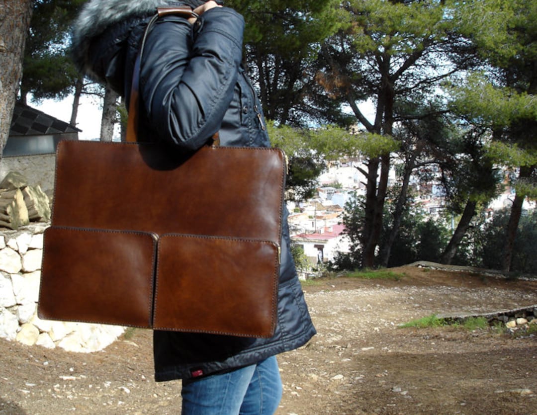 LEATHER HANDMADE BAG / Briefcase / Leather Messenger Bag / - Etsy