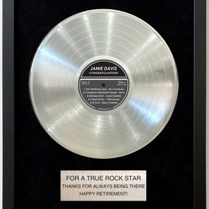 PERSONALIZED Authentic Framed Platinum Vinyl Record With Customized ...