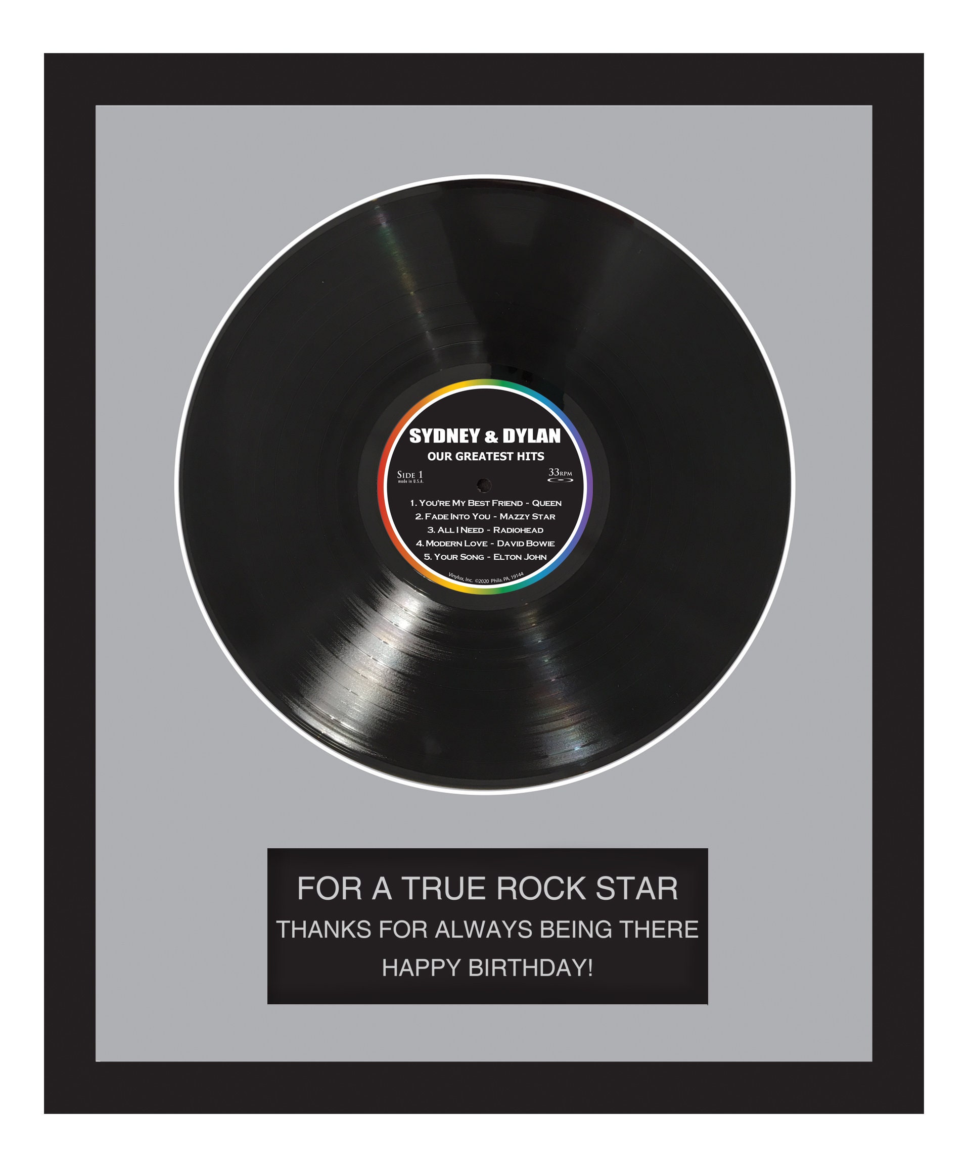 PERSONALIZED Framed Black LP Record With Customized Plaque | Etsy