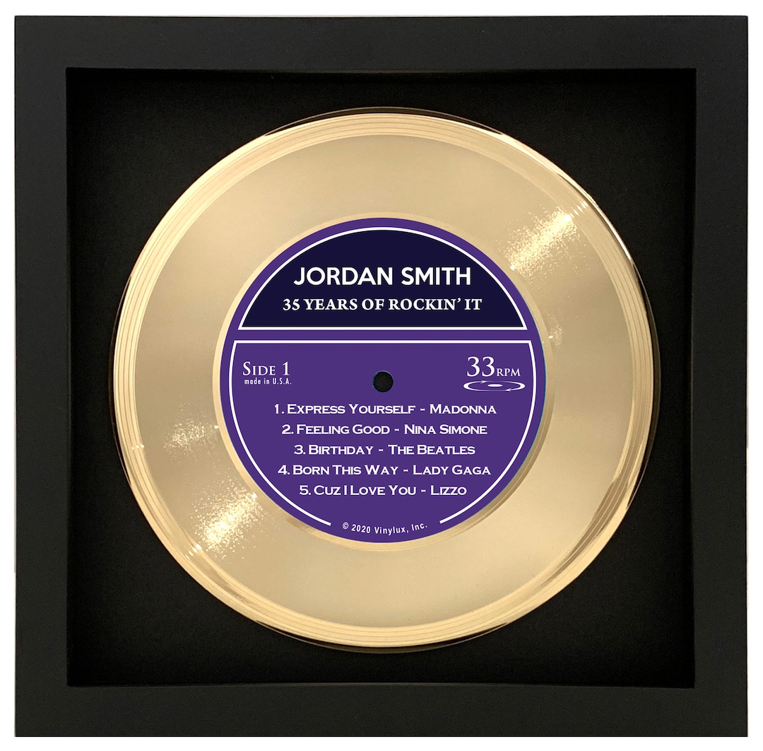 PERSONALIZED Authentic Framed Gold 45RPM Record - Etsy