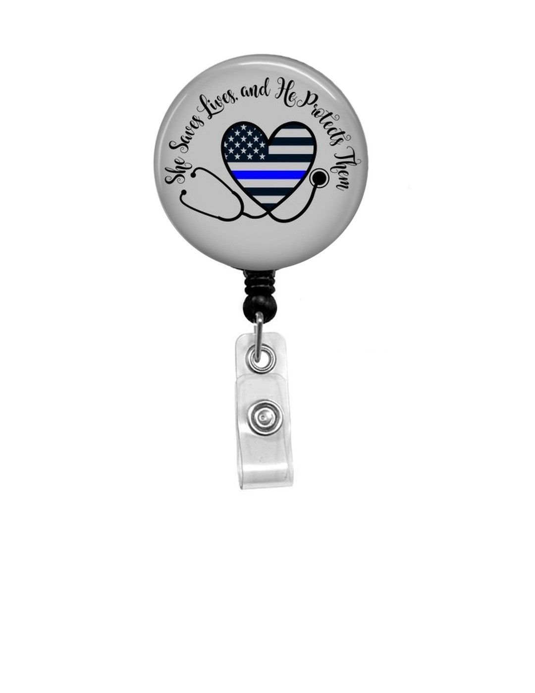 Thin Blue Line Badge Reel Thin Blue Line ID Badge Badge - Etsy