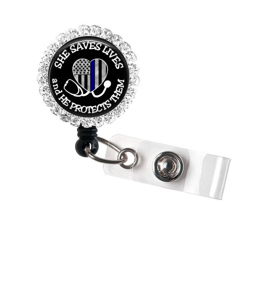 Thin Blue Line Badge Reel Thin Blue Line ID Badge Badge - Etsy