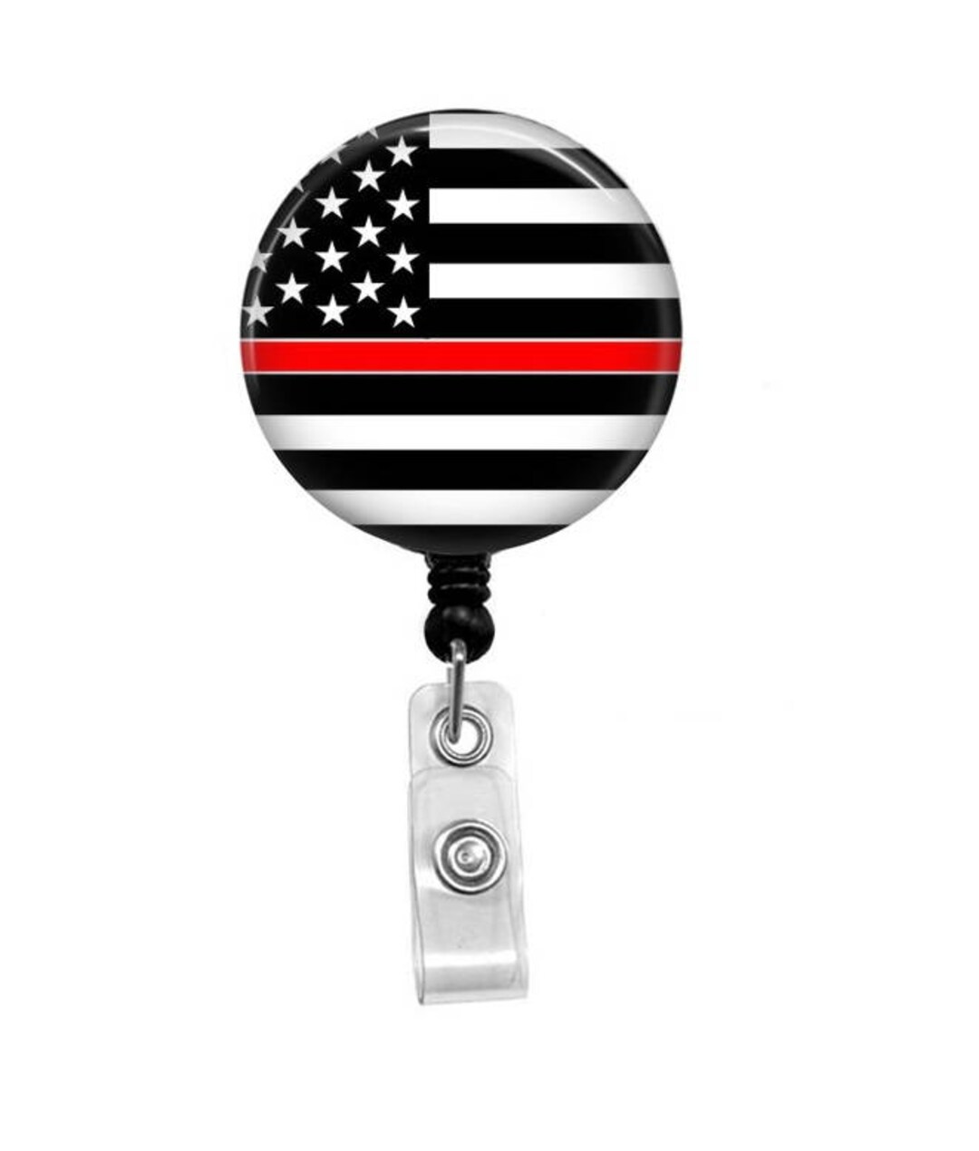 Thin Red Line Badge Reel Thin Red Line ID Badge Badge - Etsy