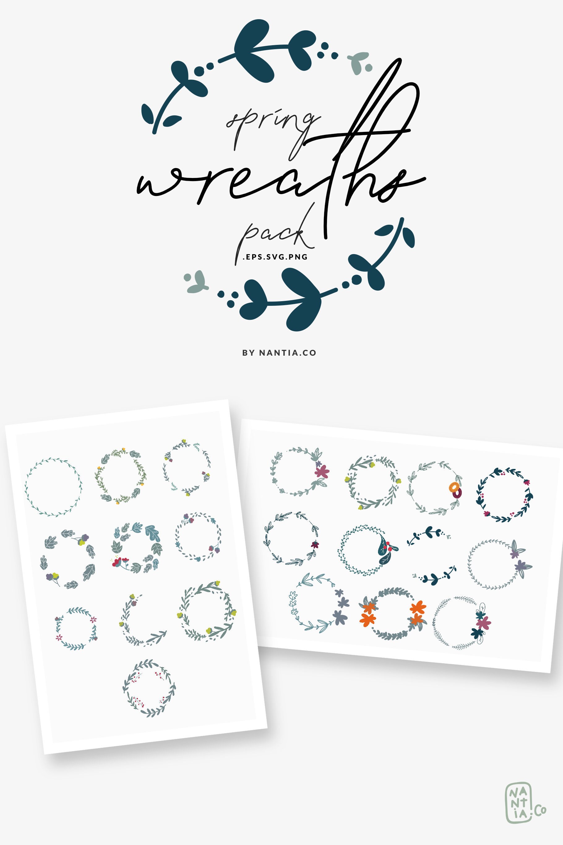20 Spring Wreaths Vector Pack SVG Files - Etsy