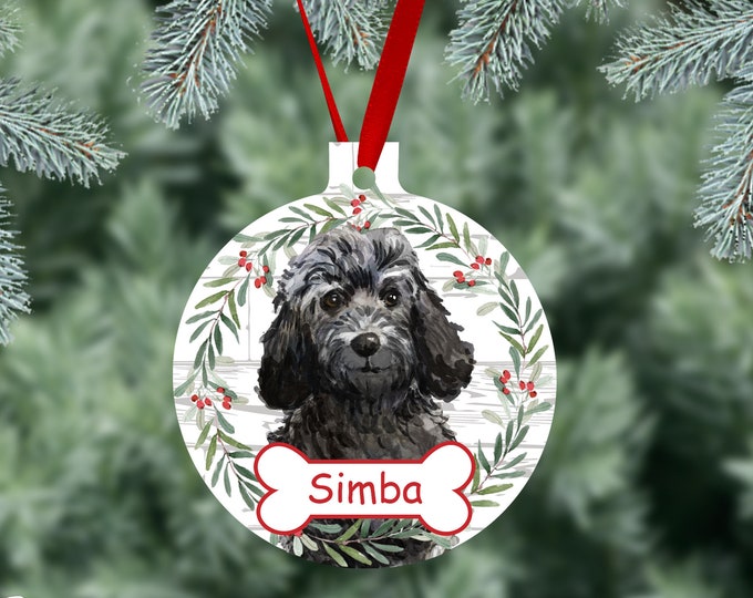 Cockapoo Dog Personalized Christmas Ornament Black Cockapoo - Etsy