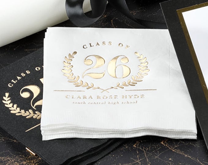 Class of 2025 Graduation Cocktail Napkin Custom PHD Beverage Napkins ...