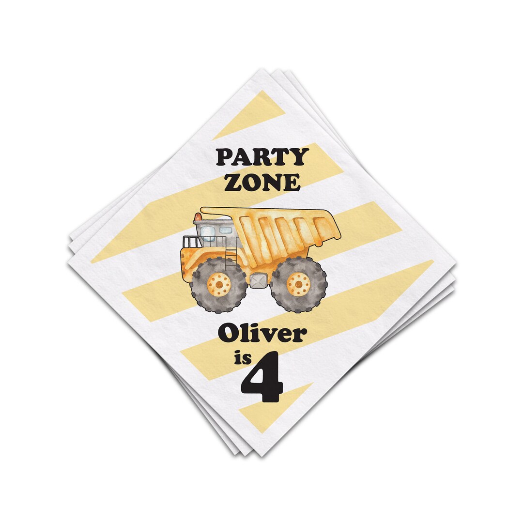 Construction Birthday Personalized Beverage Napkins, Dump Truck Party ...