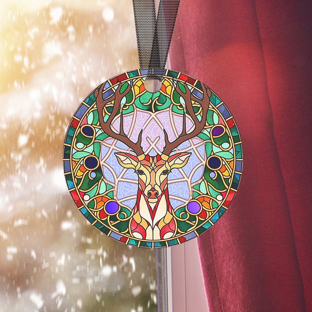 Deer Ornament, Christmas Deer Ornament, Opaque Acrylic Ornament ...