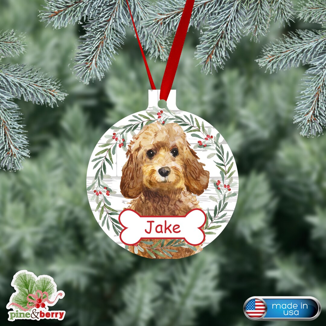 Cockapoo Dog Personalized Pet Christmas Ornament, Golden Honey Cockapoo ...