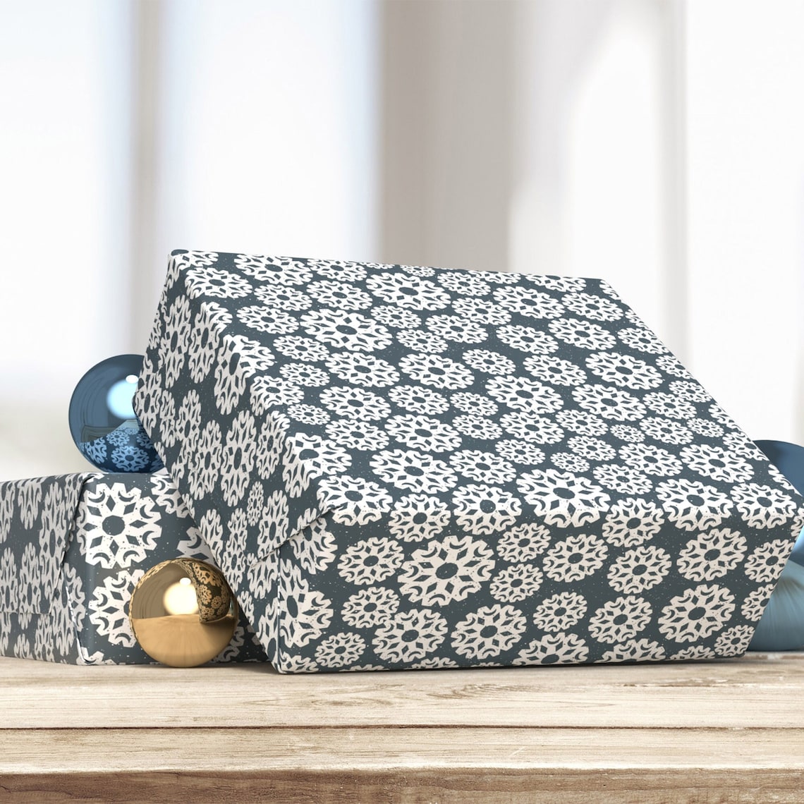 Christmas Gift Wrapping Paper Snowflake Pattern Gift Wrap - Etsy