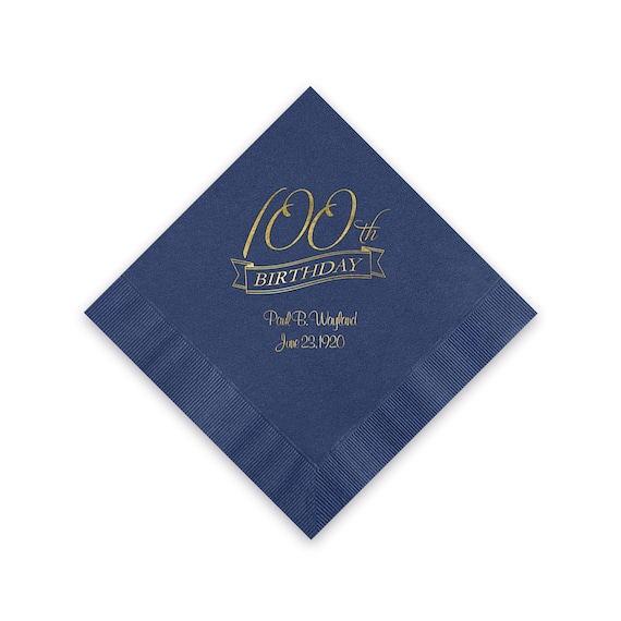 100th Birthday Party Napkins Personalized Cocktail Napkins 3 - Etsy