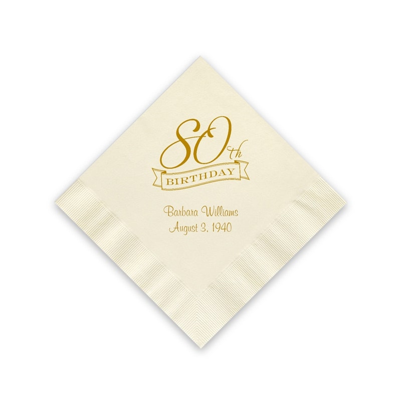 80th Personalised Napkins - Etsy