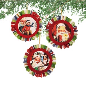 Rosette Paper Christmas Ornaments, Vintage Scene Christmas Ornaments ...