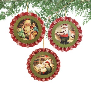 Rosette Paper Christmas Ornaments, Vintage Scene Christmas Ornaments ...