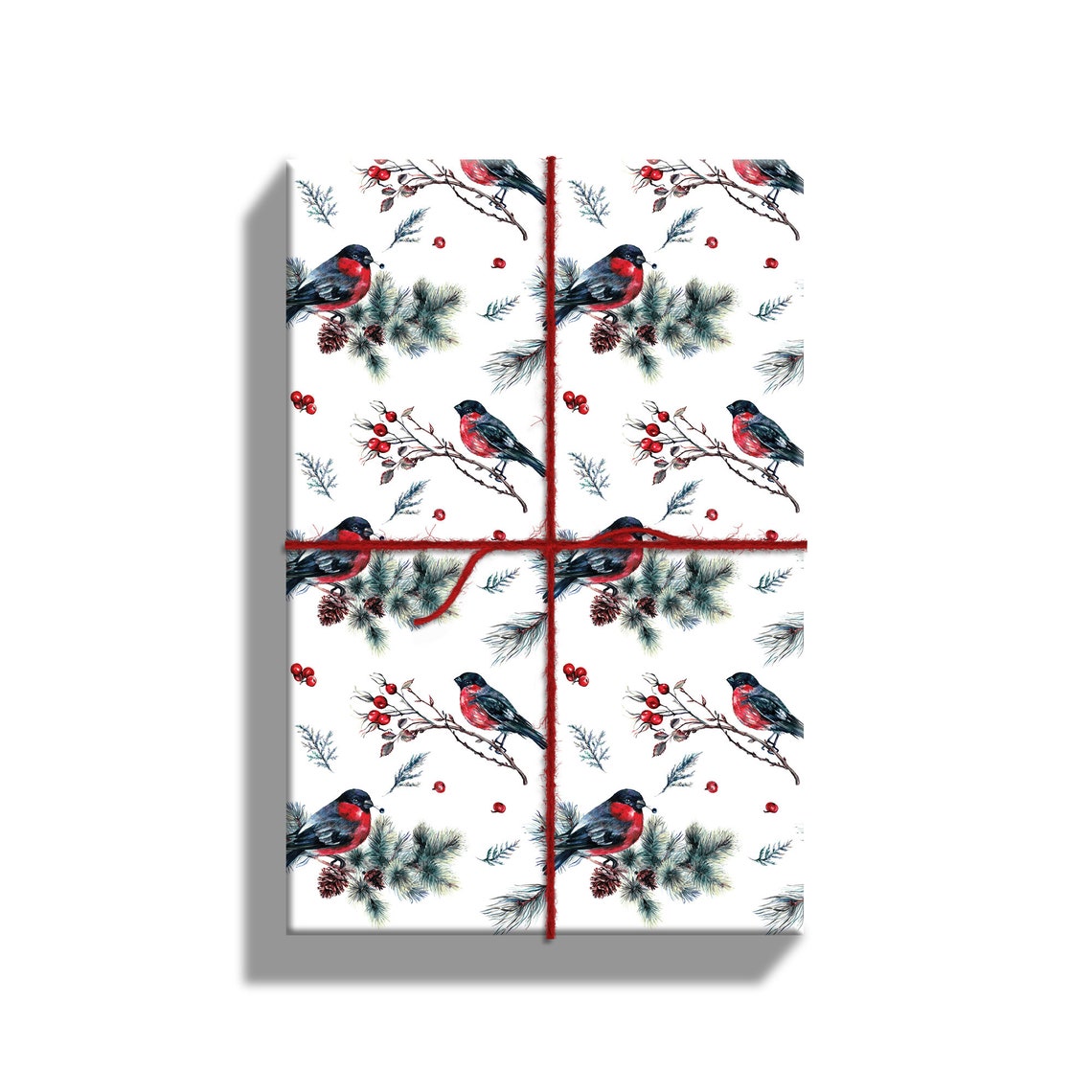 Christmas Wrapping Paper Birds and Berries Gift Wrap Sheets - Etsy