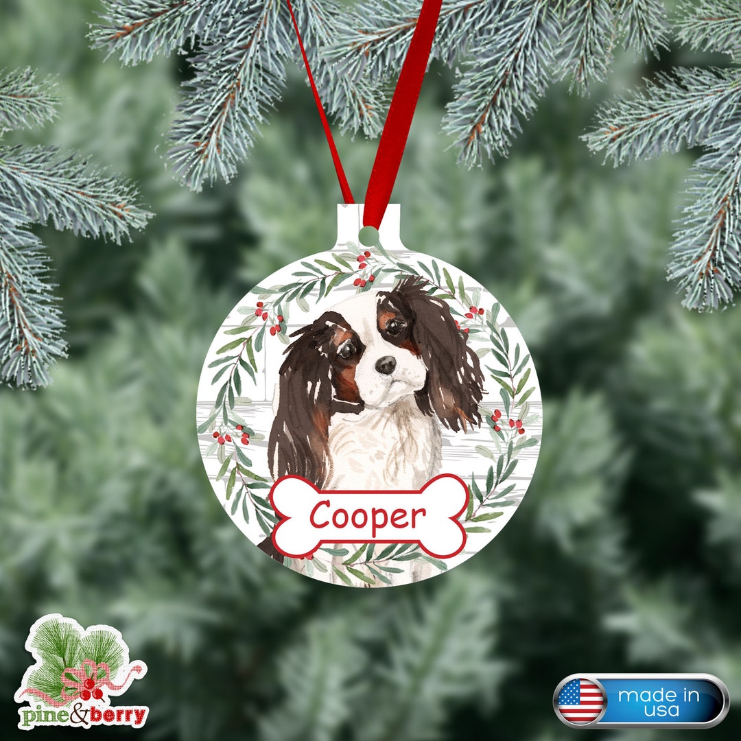 Spaniel Personalized Christmas Ornament, Tri Color King Charles Spaniel ...