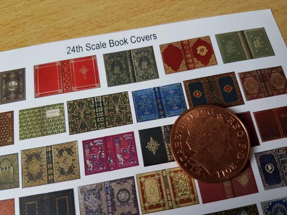 Antique Book Covers Set for Dollshouse Miniature Projects Digital ...
