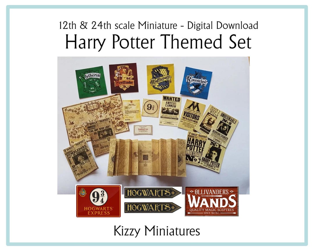 12th and 24th Scale Harry Potter Inspired Set Dollshouse Miniature ...