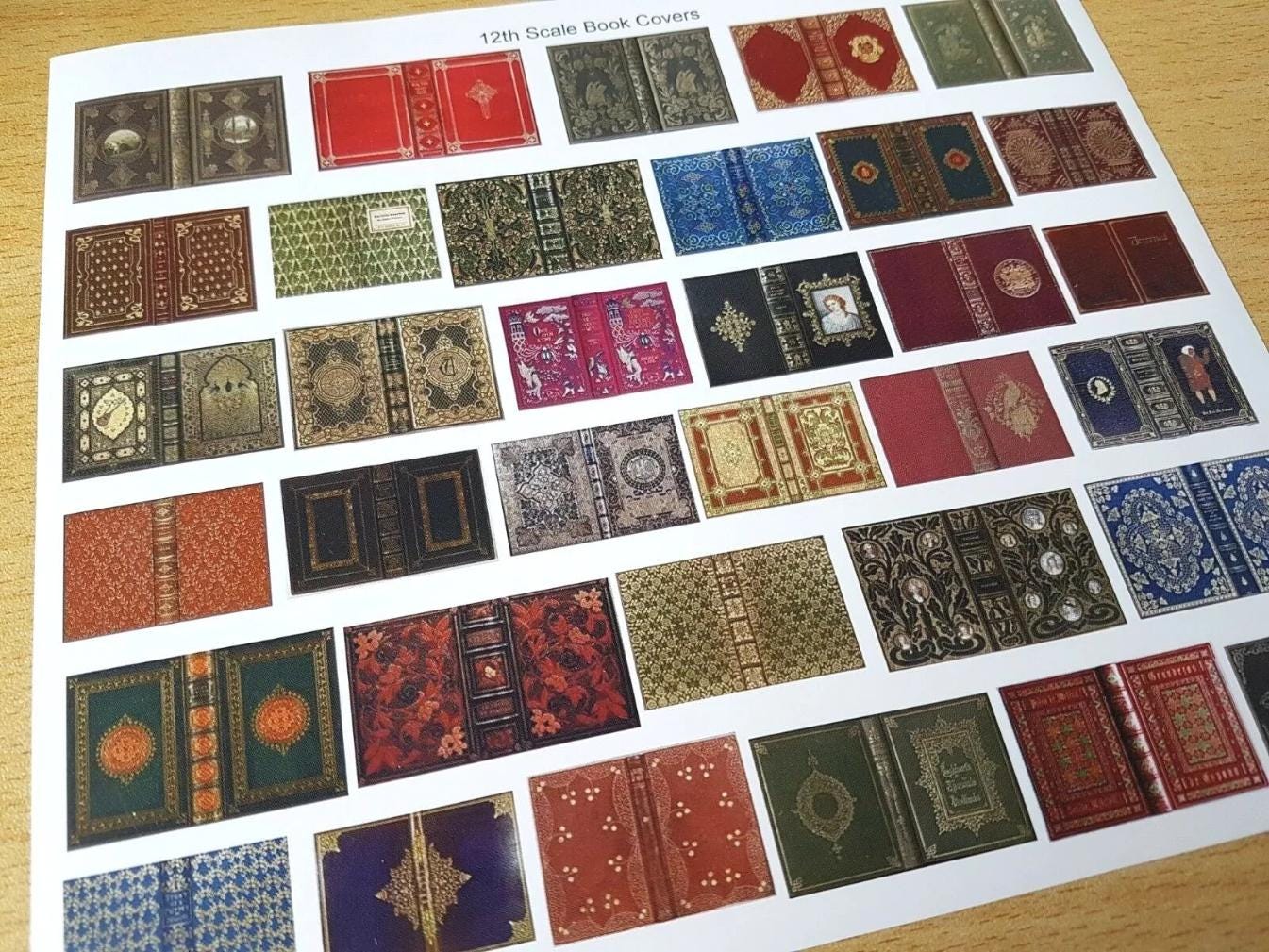 Antique Book Covers Set for Dollshouse Miniature Projects Digital ...