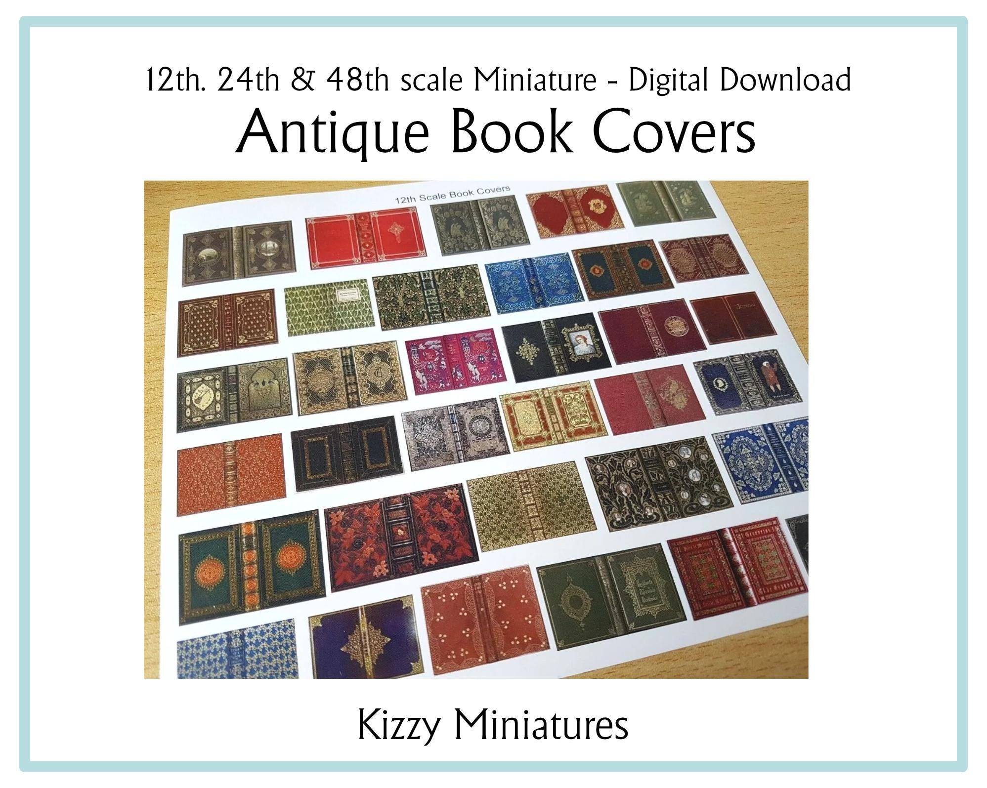 Antique Book Covers Set for Dollshouse Miniature Projects Digital ...