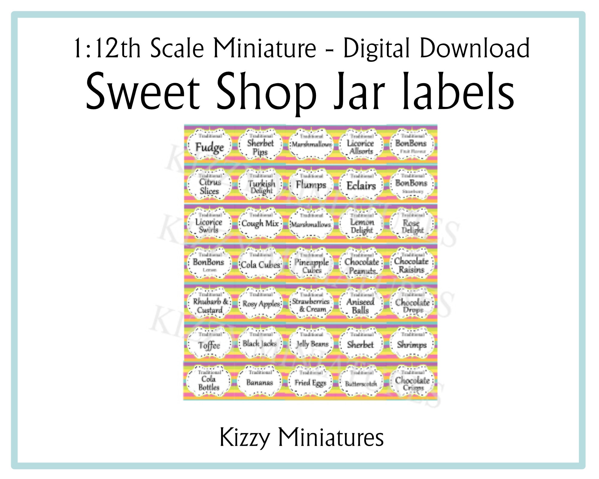 1:12th Scale 35 Sweet Shop Jar Labels Dollshouse Miniature Digital ...