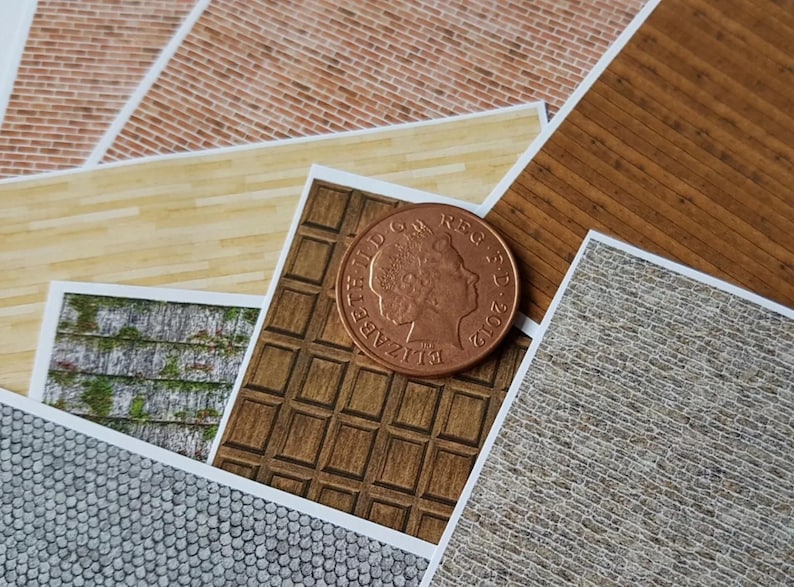 7 Different Micro Papers, Flooring Bricks Stone Slates for Dollshouse ...