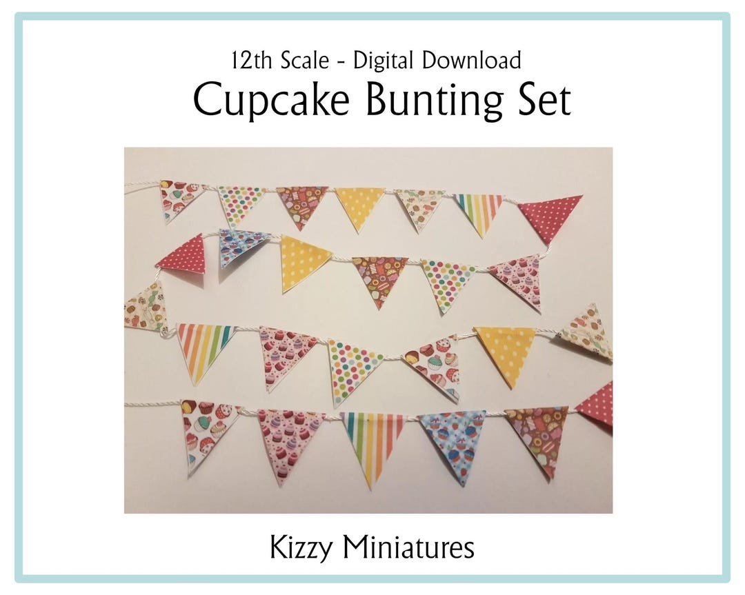 1:12th Scale Cupcake Bakery Bunting Kit Dollshouse Miniature Digital ...