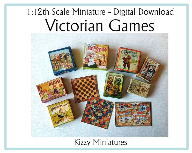 1:12th Scale Victorian Board Games Dollshouse Miniature Digital ...