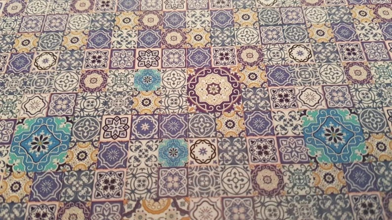 Moroccan Tiles Sheet Flooring for Dollshouse Miniature Projects Cards ...