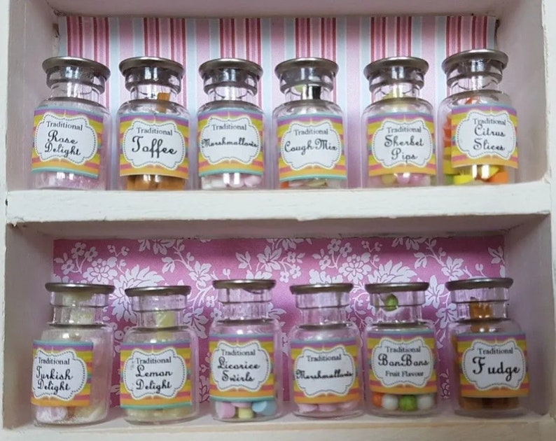 1:12th Scale 35 Sweet Shop Jar Labels Dollshouse Miniature Digital ...