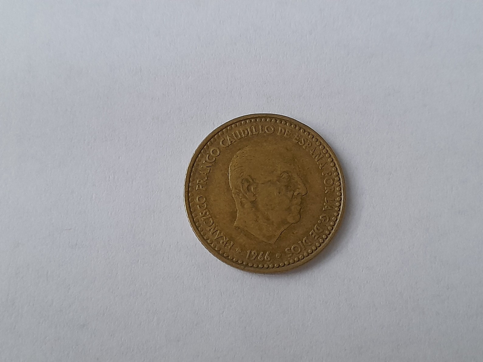 1 PTAS 1966 Francisco Franco Caudillo of Spain by G. De Diós, Coin 1 ...
