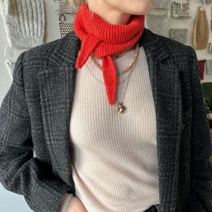 Red Small Neck Scarf Kerchief, Merino Wool Sophie Scarf, Soft Scarf ...