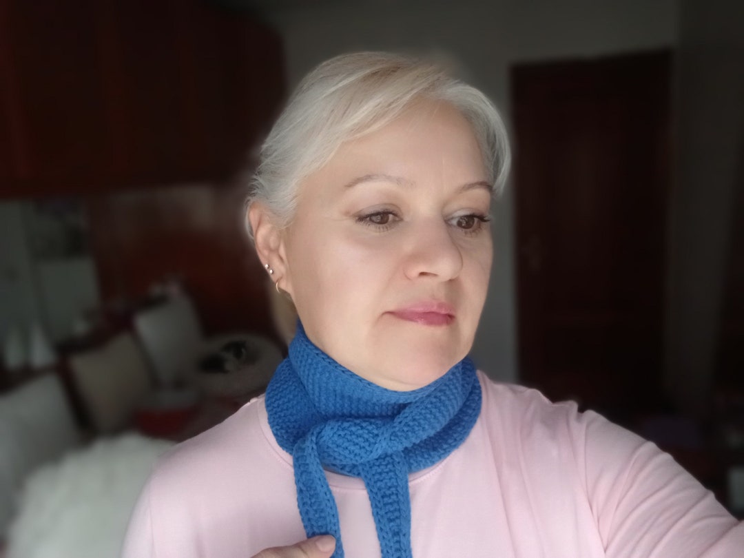 Knit Cotton Wool Sophie Scarf Blue Neck Kerchief, Soft Handmade ...