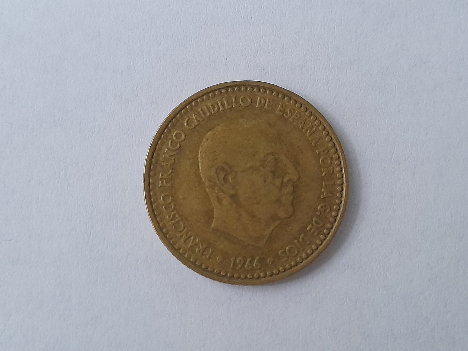 1 PTAS 1966 Francisco Franco Caudillo of Spain by G. De Diós, Coin 1 ...