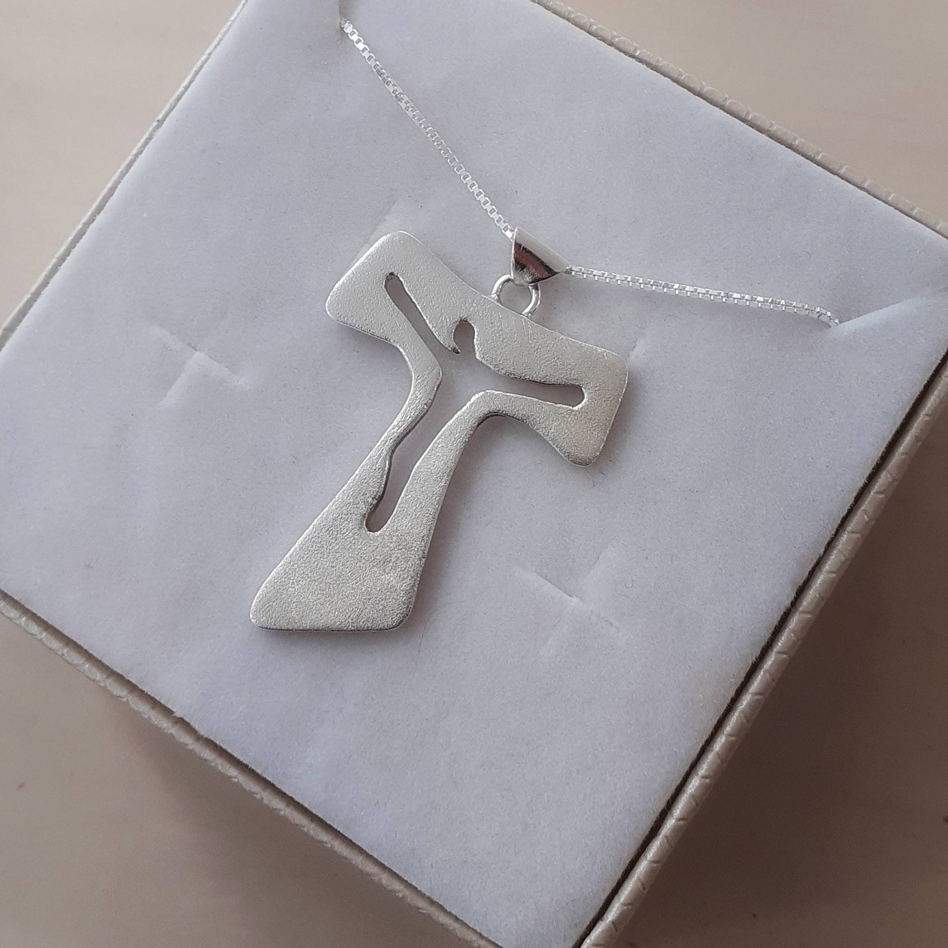 925 Sterling Silver Tau Cross Necklace, Religious Jewelry, Unisex Jewelry - Etsy