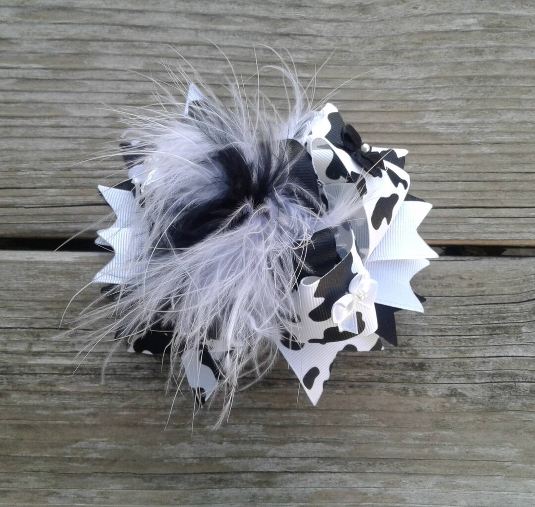 Cow Print Over the Top Bow, Cowgirl Bow, Country Girl Bow, Holy Cow ...