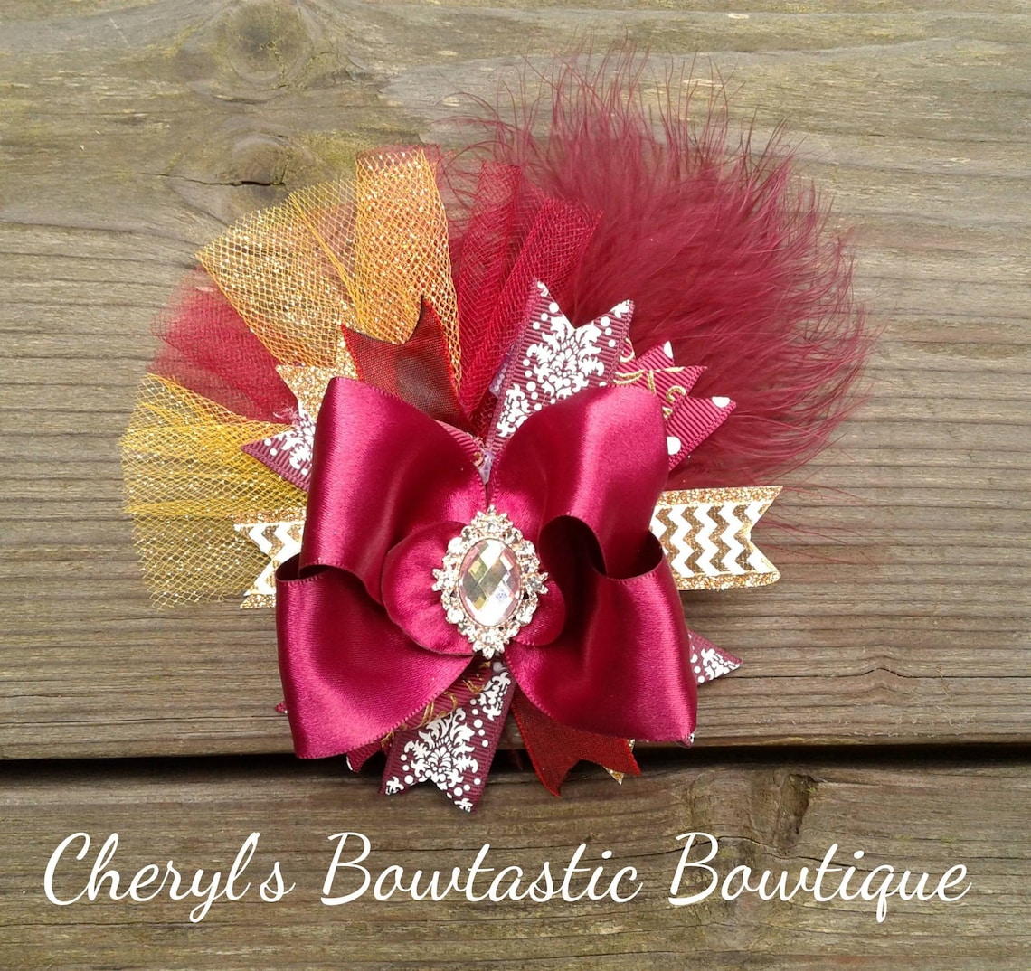 Stacked Tiara Bow Pageant Bow Over the Top Bow Burgundy & | Etsy