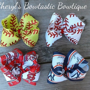 Baseball Bow, Softball Bow, Cubs Bow, NY Yankee Bow, Baseball Jojo Bow ...