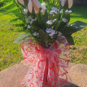 Baseball/softball Rose Vase/wrapped, Sports Arrangement, Wedding Table ...