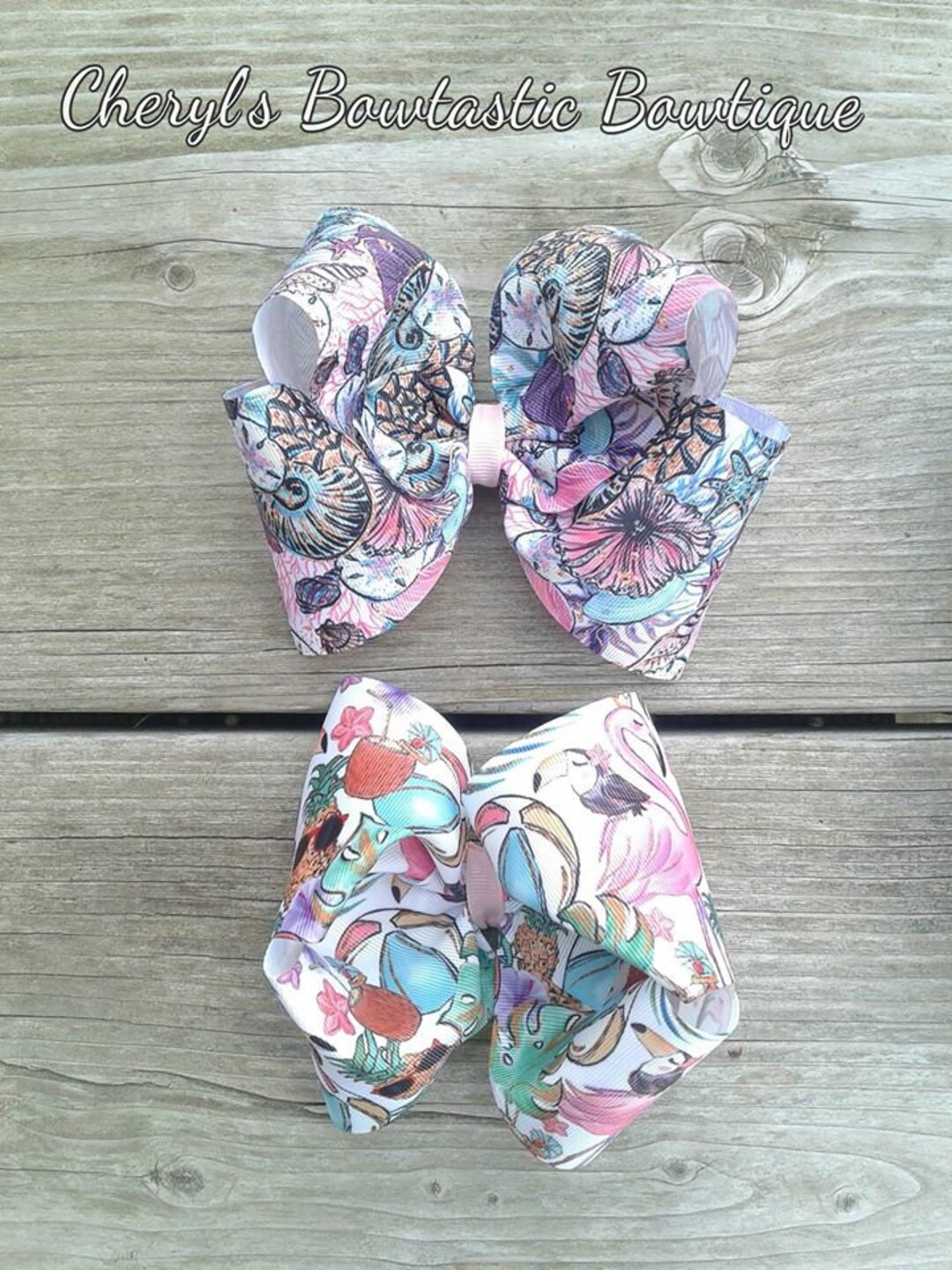 Flamingo Bow, Seashell Bow, Sea Life Bow, Flamingo Jojo Bow, Shell Jojo ...