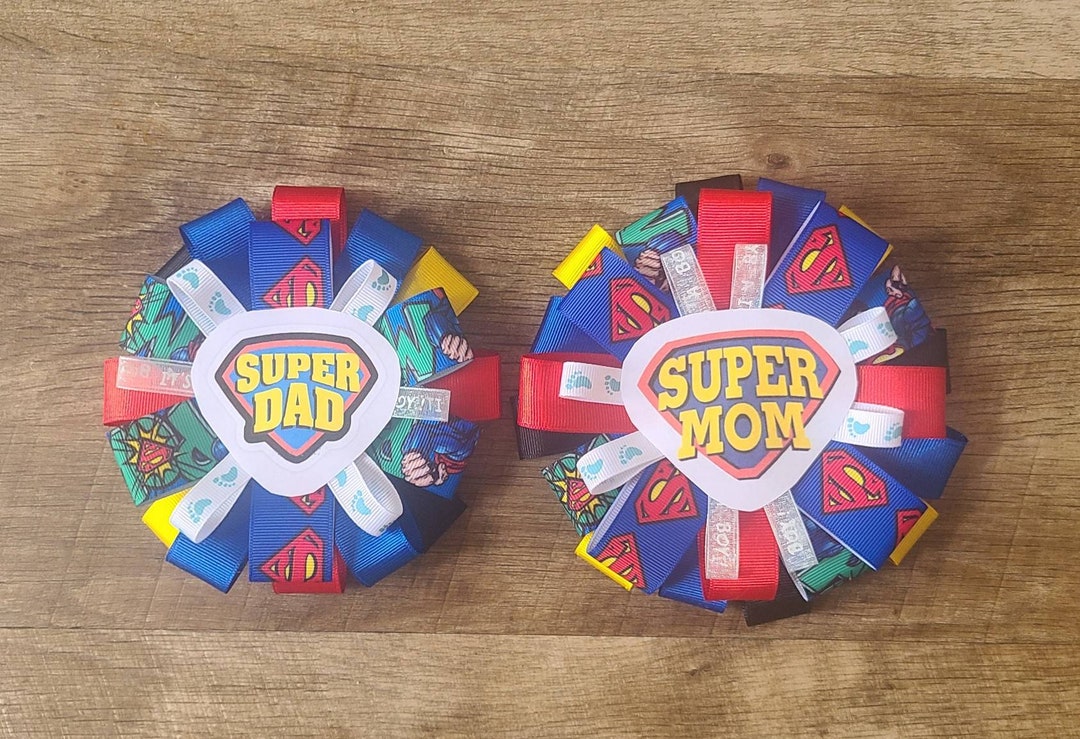 Super corsage set, Mommy and Daddy to be, Mom to be corsage, Super Mom ...