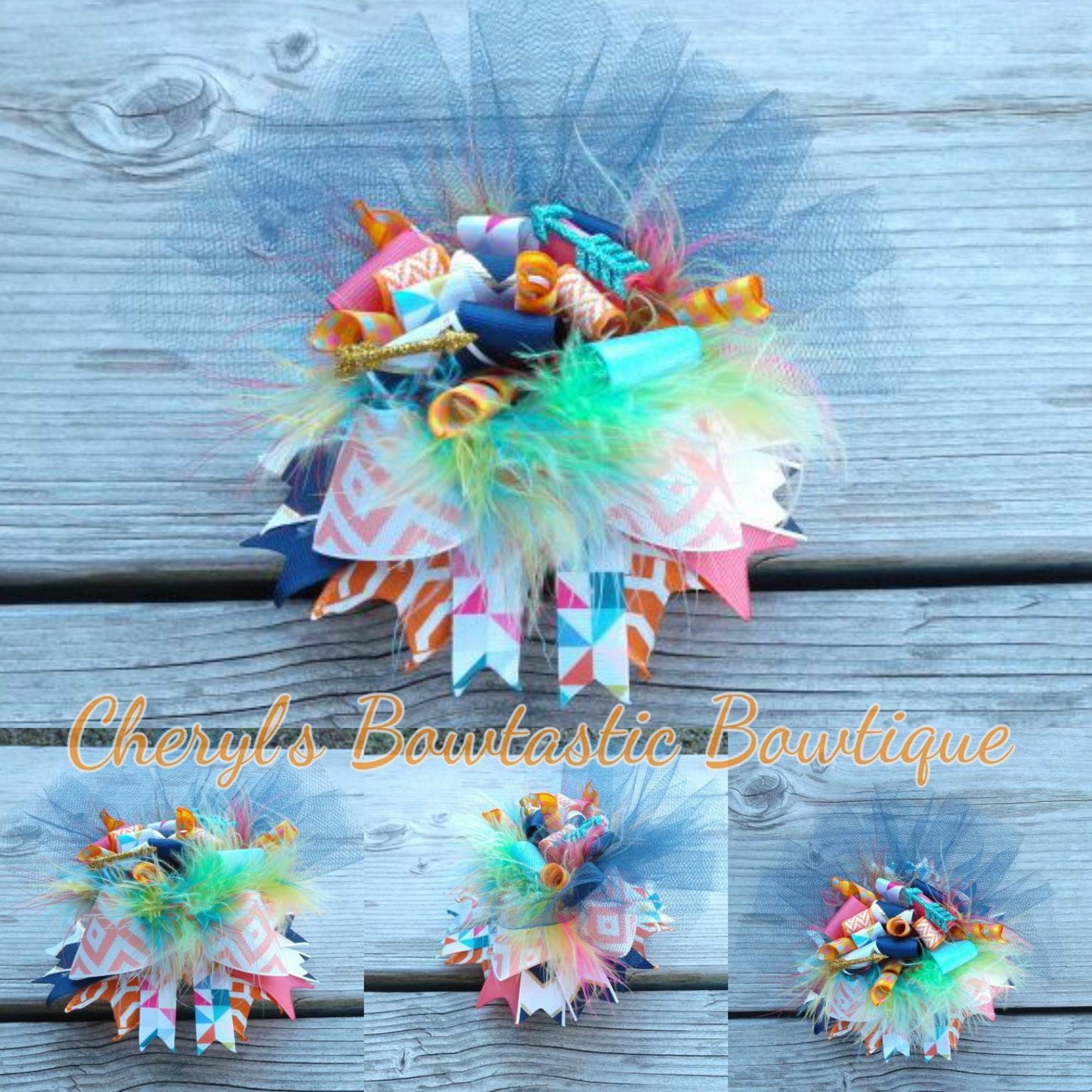 Aztec Over the Top Bow Rainbow Colors Arrow Stacked Bow - Etsy