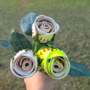 Softball Rose, Unique Sports Team Gift, Handmade Flower Arrangement - Etsy