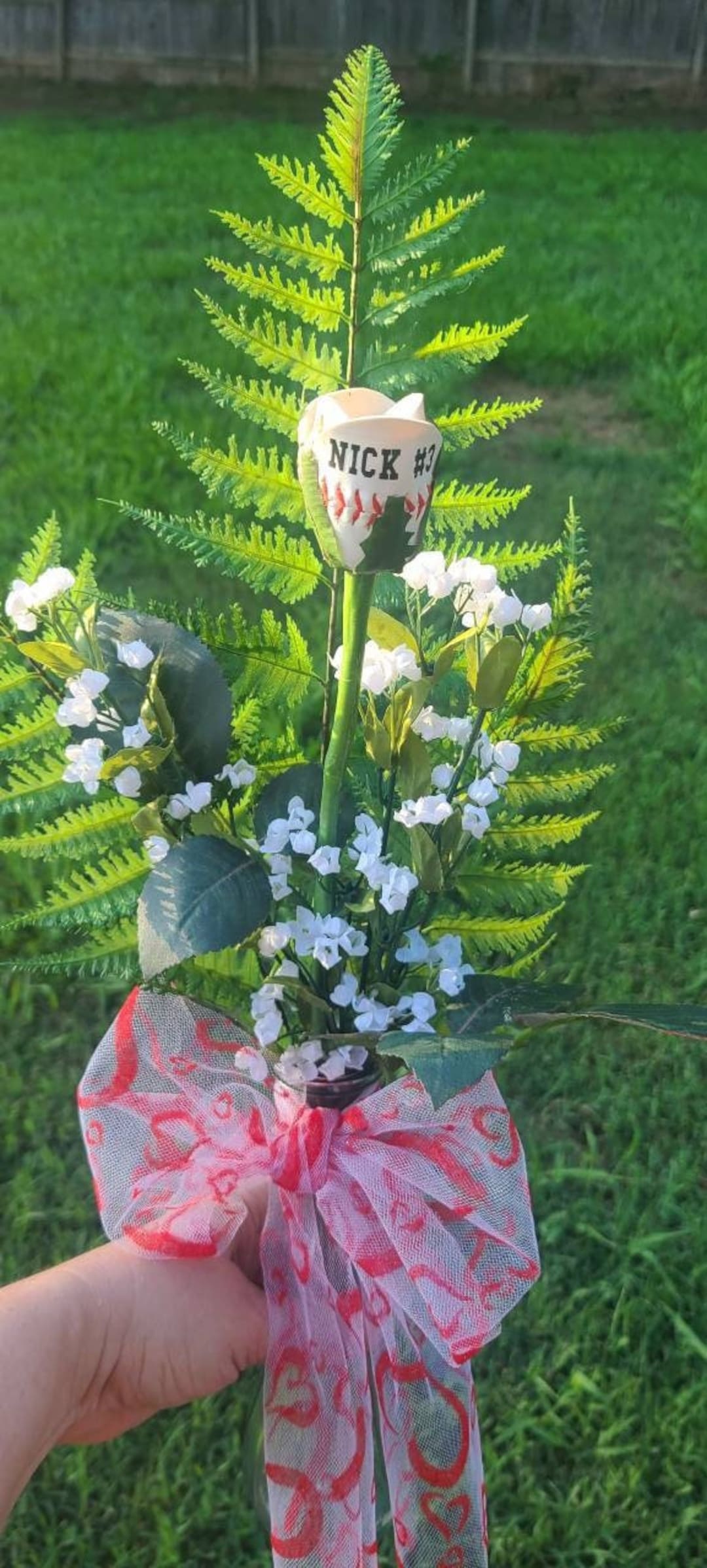Baseball/softball Rose Vase/wrapped, Sports Arrangement, Wedding Table ...